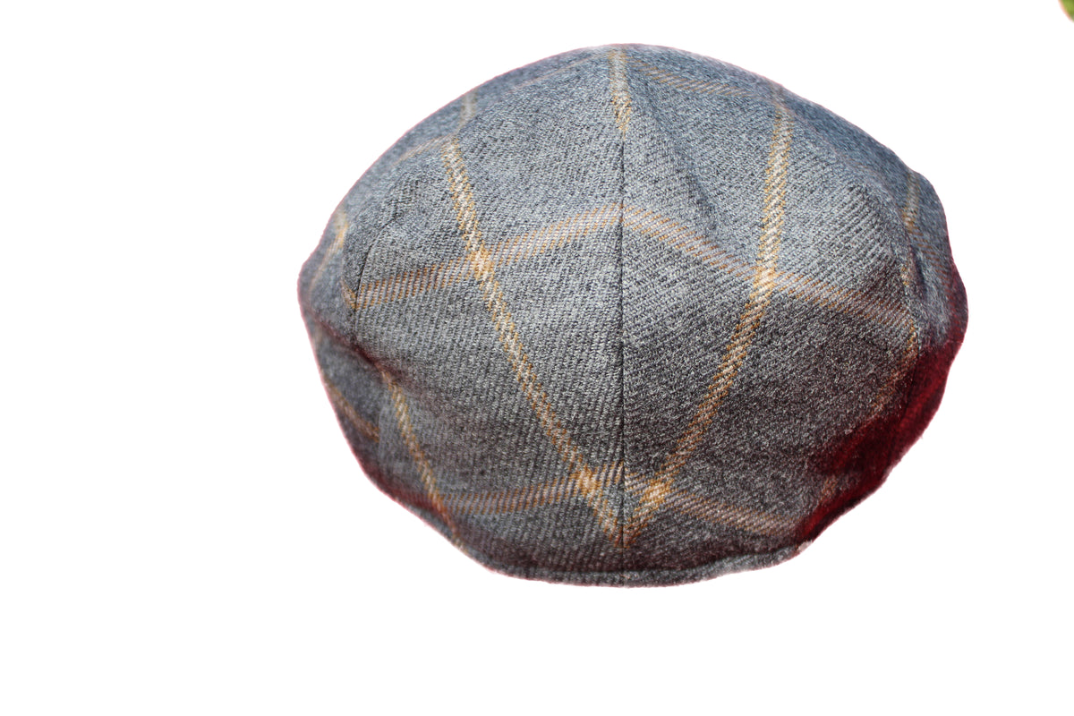 Extra Large Luxurious Grey and Camel Check Flat Cap – Max-Cap